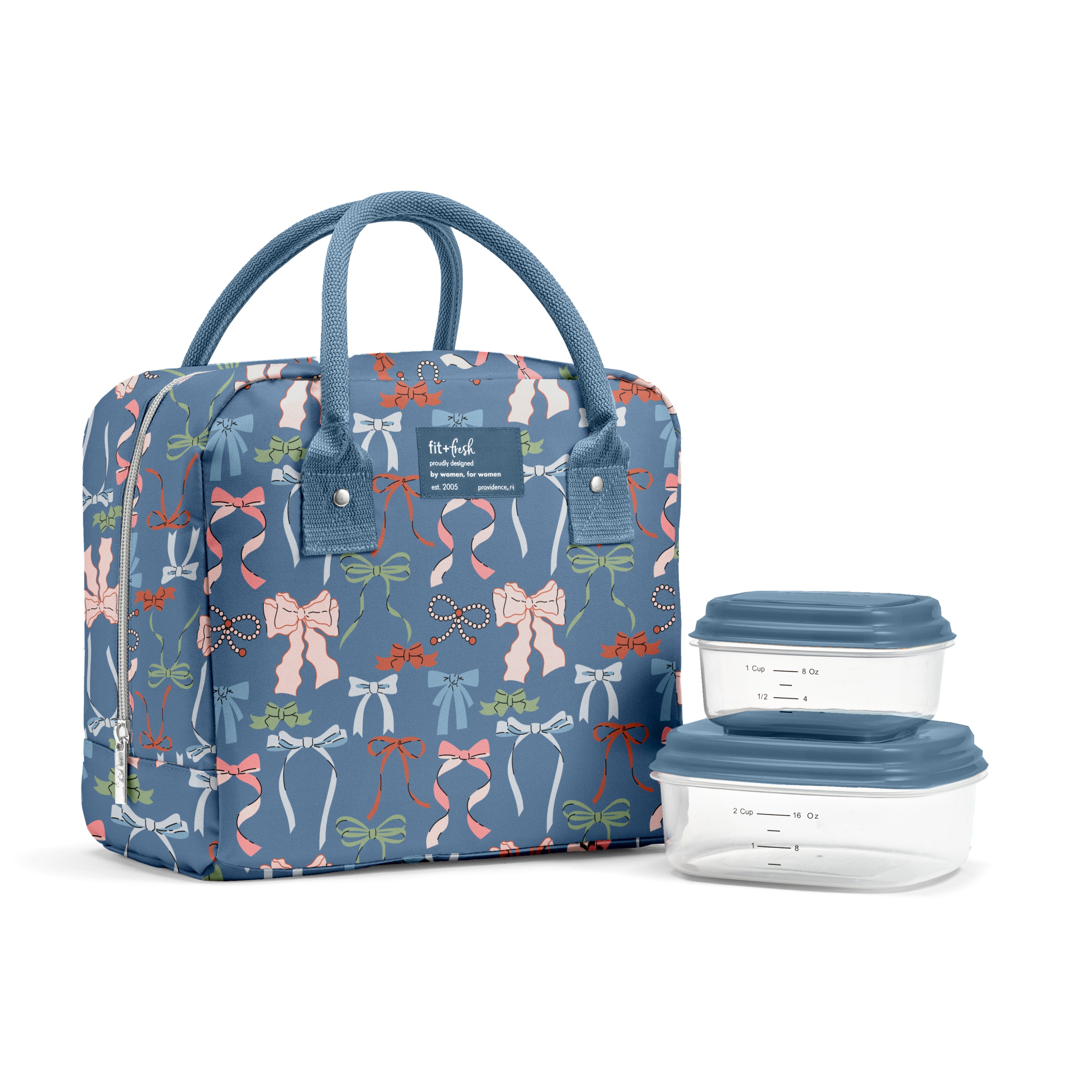 Bloomington Lunch Bag with Lunch Kit, Denim Bows – Fit + Fresh Online Store